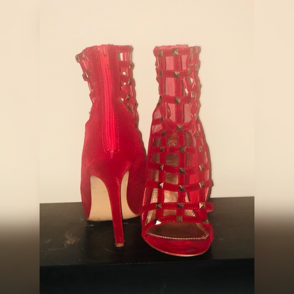Shoes | Red Caged Heels | Poshmark